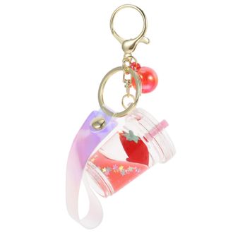 Valiclud 1PC Frucht Liquid Quicksand Keychain Acryl Keyring Bag Ornament