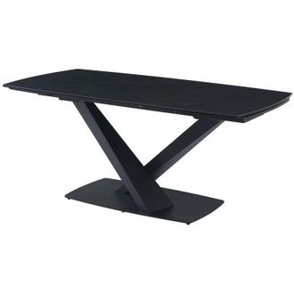 Vente-Unique Table &agrave; manger extensible 6 &agrave; 10 personnes en verre tremp&eacute;, c&eacute;ramique et m&eacute;tal - Effet marbre noir - MALATA de Maison C&eacute;phy
