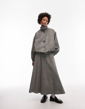 Asos Jupe longue circulaire ajustée à carreaux variés-Multicolore