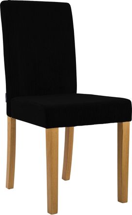 Clp Esszimmerstuhl gepolstert mit Lehne Ina, Küchenstuhl mit Bezug aus Cord, stabiles Gestell aus Holz, Farbe:schwarz, Gestell Farbe:antik-hell