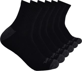 Timberland Herren 6er-Pack Performance Quarter Length Socken Freizeitsocken, Schwarz, Large