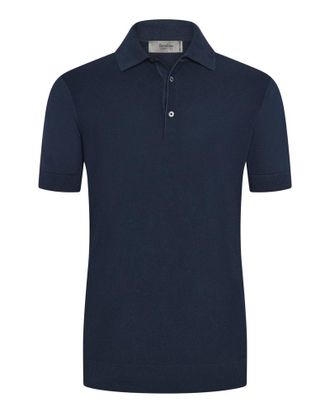 Ferrante Unifarbenes Poloshirt aus &auml;gyptischer Baumwolle in Reiskornstruktur in