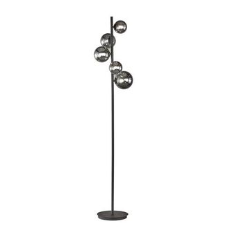 Fischer & Honsel Stehleuchte, Bala | sandschwarz| Glas rauchfarben| H: 150 cm, D: 32,5 cm| mit Fu&szlig;schalter schaltbar| 5x G9 - LED 3,0W 2700 K, 1500 lm | EEG: G | 40452