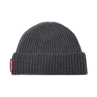 Dsquared2 Grauer Logo Tag Beanie Schal Set - - Accessories - Herren - Grau - ONE SIZE