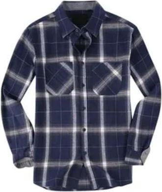 Generic DENGJIAMY Chemise boutonn&eacute;e &agrave; carreaux &agrave; manches longues pour homme - Style vintage et d&eacute;contract&eacute; - Pour les vacances et la plage - Col classique - V