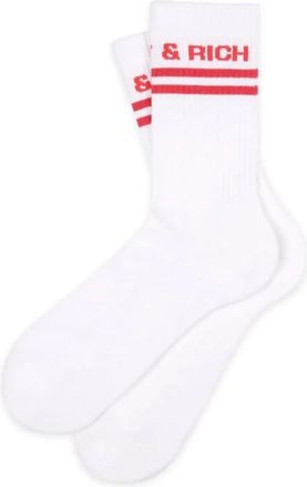 Sporty & Rich Homme, Sous-v&ecirc;tements, Blanc, Taille: ONE Size Bold Logo Socks