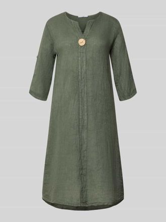 Zabaione Knielanges Leinenbluse mit Zierknopf Modell Ad44ora