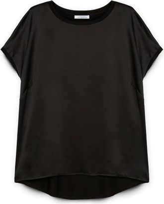 Fiorella Rubino Femme, Tops, Noir, Taille: 44 FR Blouse en satin et jersey