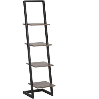 Beliani Beliani - Biblioth&egrave;que &Eacute;tag&egrave;re Design &Eacute;chelle Effet Bois Fonc&eacute; et Noir avec 4 &Eacute;tag&egrave;res Meuble de Rangement pour Salon R&eacute;tro Industriel et Moderne