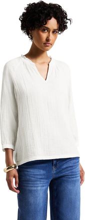Street One Damen A345736 Musselin Tunika mit Rüschen, Off White, 42