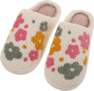 BESPORTBLE Pantoufles DInt&eacute;rieur Chaudes pour Femmes en Coton Doux Motif Floral Taille 40-41 Semelle Antid&eacute;rapante Pantoufles Confortables et Douillettes pour Hi
