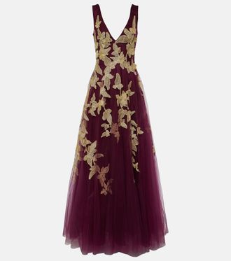 Costarellos Bestickte Robe Arcangela aus Tüll