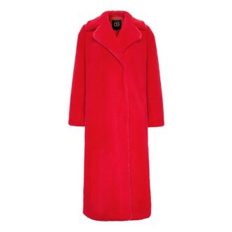 Cesare Gaspari Manteau en fausse fourrure de luxe Freya - Rouge - Femme - Manteaux - Rouge - Taille: 44 FR