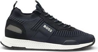 BOSS Hommes Titanium Runn Baskets avec Tige en Maille et Finitions en Cuir su&eacute;d&eacute;