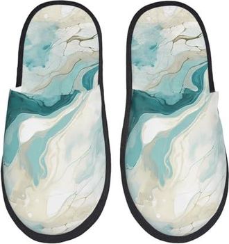 Generic Slippers Bleu Sarcelle Moderne, Bleu Sarcelle, Maillage Abstrait Doux Chaussons Maison Épais Pantoufles Pour Outdoor Unisex La Maison L