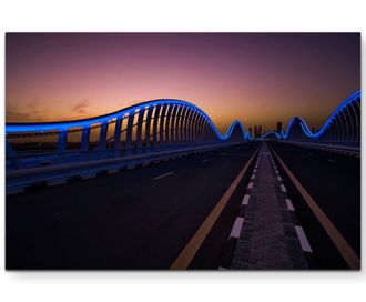 Paul Sinus Art Leinwandbilder | Bilder Leinwand 120x80cm Brücke zur Meydan Rennstrecke in Dubai