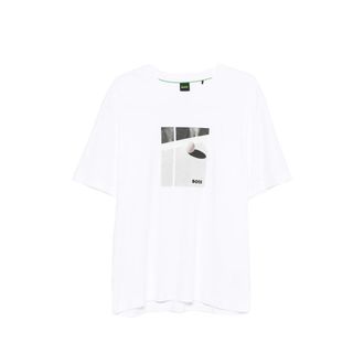 HUGO BOSS Graphic Print Crew Neck T-Shirt - White