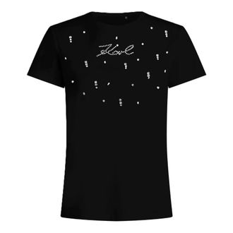 Karl Lagerfeld Femme, Tops, Noir, Taille: 36 FR T-shirt &agrave; ornements en cristal