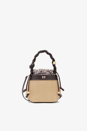 Ganni Sac seau en raphia Bou Marron - Pour Femme