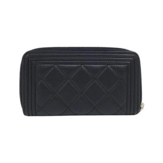 Chanel Portefeuille Pre-owned Boy en cuir dagneau - Femme - Pre-owned - Noir - Taille: ONE Size