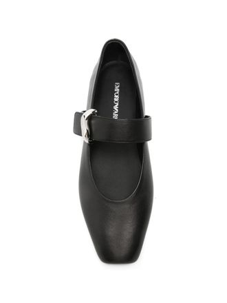 Emporio Armani Leather Touch-Strap Flat - Black
