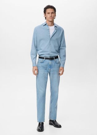 Mango Chemise chambray 100 % coton bleu clair - Homme - XL - MANGO MAN