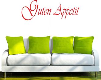 Indigos UG Wandtattoo Wohnzimmer - Wandaufkleber Spruch Guten Appetit 80x28, rot w032 - Aufkleber Kinderzimmer Schlafzimmer K&uuml;che Badezimmer B&uuml;ro Dekoration