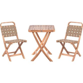 Beliani Beliani - Ensemble de Bistrot en Bois dAcacia Certifi&eacute; Pliant Meuble de Jardin Terrasse Balcon Table et 2 Chaises Marron Calciano
