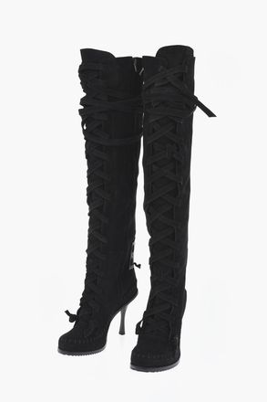 Dsquared2 Schn&uuml;rstiefel Aus Wildleder Mit 10 cm Absatz Dsquared2