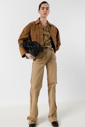 Gerard Darel Jean flare &agrave; franges - ANNA - Sable