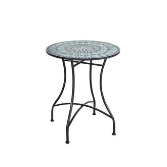 Giantex Table ronde de patio en métal résistant avec motif mosaïque attrayant, pieds antidérapants, montage rapide, meuble décoratif pour intérieur et extérie