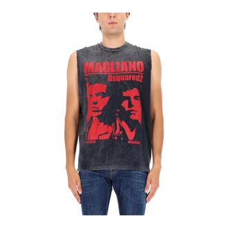 Dsquared2 Grafisches Print-&Auml;rmelloses T-Shirt - - Tops - Herren - Grau - M