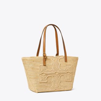 Tory Burch Kleine Ella Tote Bag aus strukturiertem Raffiabast