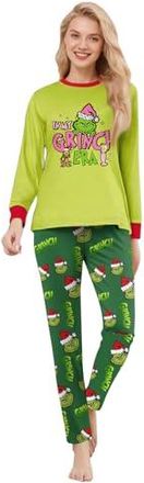 Generic Le Grinch Pyjama Noel Famille De Grinch Femme Ensembles Assorti Pull Hiver Noël Ensemble Bebe Deguisement Adulte Costume Coton Garcon Chaud Et Doux Ve