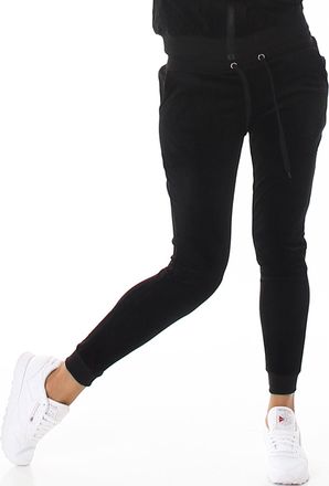 Jela London Damen Nicki Jogginghose Samt Velour Homewear, Schwarz 34 36 (S)