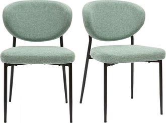 Miliboo Miliboo - Chaises en tissu effet velours texturé vert céladon et métal noir (lot de 2) breka