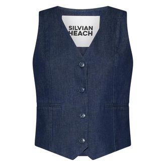 Silvian Heach Gilet mit Schneiderlinien und Knopfverschluss - - Jackets - Damen - Blau - L