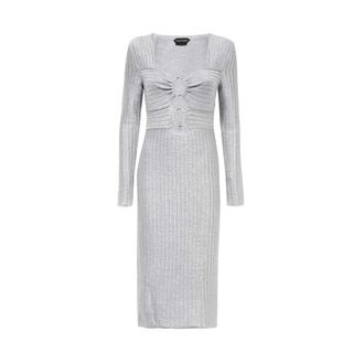 Tom Ford Midi-Strickkleid mit Cut-Out-Details - - Dresses - Damen - Grau - M