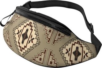 Generic Schultertaschen Multifunktionale Brusttasche Beige Navajo Traditionelle Geometrische Mit Rei&szlig;verschluss H&uuml;fttaschen F&uuml;r Wandern Camping Herren 14X35Cm
