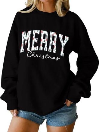 Generic Pull de Noël pour femme - Pull de Noël amusant et moche - Imprimé graphique festif - Manches longues - Pour les fêtes de fin dannée - Confortable - Co