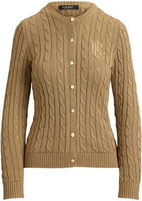 Ralph Lauren Cardigan &agrave; logo brod&eacute; en maille torsad&eacute;e en coton