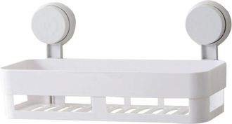 BESPORTBLE Wandregal Badezimmer Aufbewahrungsrack Weiß Robust Abgerundete Kanten Einfach Hängend Ohne Bohren Für Organisierte Badutensilien