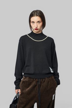 Miharayasuhiro Pearl Distressed Knit LS Pullover