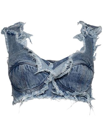 Natasha Zinko corset en jean à design superposé - Bleu