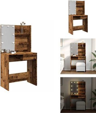 vidaXL Schminktisch mit LED-Leuchten Altholz-Optik 74,5x40x141 cm - Schminktisch - Schminktische - Kosmetiktisch - Frisiertisch