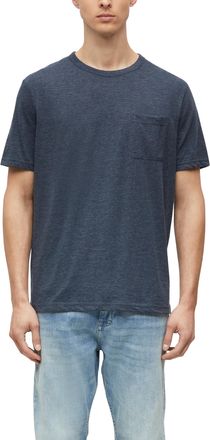 s.Oliver Kurzarmshirt S.OLIVER, Herren, Gr. XXL, blau (navy), Single Jersey, Obermaterial: 60% Baumwolle, 40% Polyester, meliert, normal h&uuml;ftbedeckend, Rundhal