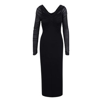 Max Mara Femme, Robes, Noir, Taille: 40 FR Locri Draped Jersey Long Dress