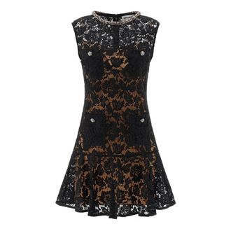 Self Portrait Lace Crystal Mini Dress - - Dresses - Damen - Schwarzk - S