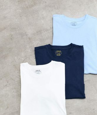Polo Ralph Lauren 3er-Pack eng anliegende T-Shirts in Blau-Mix