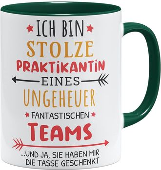 OM3 lustige Kaffee-Tasse mit Spruch - für Praktikantin Geschenkidee Geschenk | Keramik Becher | 11oz 325ml | Beidseitig Bedruckt | Grün